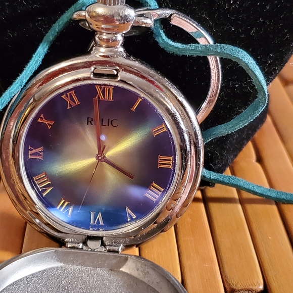 Fossil | Accessories | Fossil Blue Face Pocket Watch | Poshmark